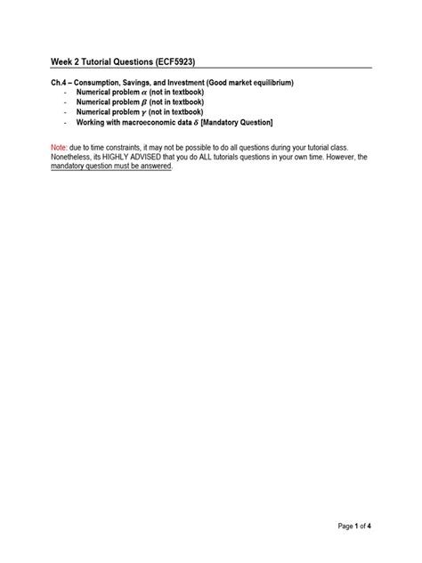 Week 2 Tutorial Questions Ecf5923 Pdf Interest Real Versus