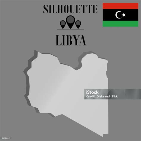 리비아 개요 세계지도 윤곽 실루엣 벡터 일러스트 레이션 배경에 고립 된 창조적 인 디자인 국가 플래그 개체 요소 국가 설정에서 기호 가정 생활에 대한 스톡 벡터 아트 및