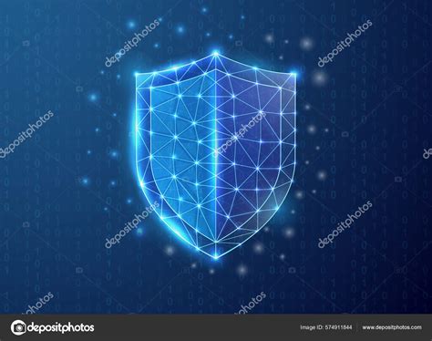 Shield Polygonal Symbol Binary Code Background Antivirus Concept Design