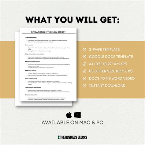 Operational Efficiency Report Template Business Process Optimization Analysis Efficiency