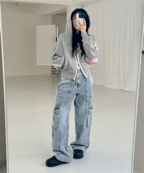 시티브리즈 핀턱 카고 데님 팬츠light Indigo 위시버킷