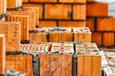 Premium Photo Red Ceramic Bricks At The Construction Site Keramoblock