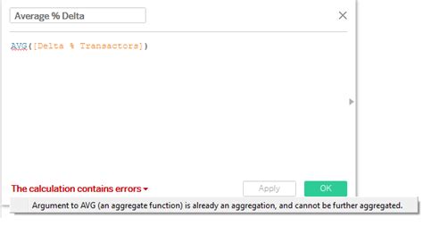 Average Calculated Field Error Involving Aggregates Stack Overflow