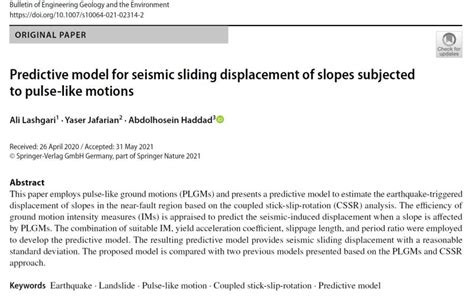 Ali Lashgari Phd Pe On Linkedin Our New Research Was Published In Bulletin Of Engineering