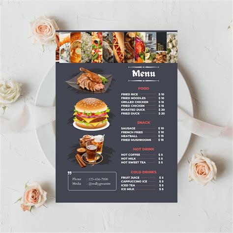 editable restaurant menu template customizable design for your unique