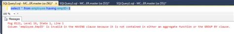Using Having Clause In Sql Server 2012