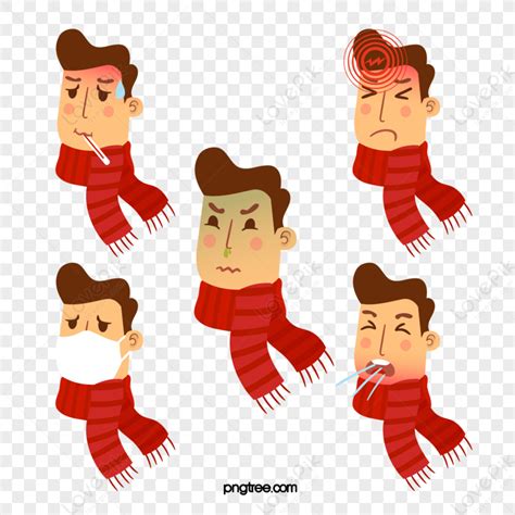 감기 열 기침 독감 증상 캐릭터 일러스트마스크바이러스 Png 일러스트 무료 다운로드 Lovepik