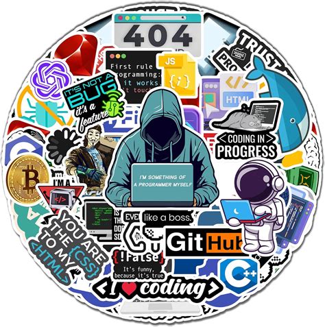 bigzoro 50 pcs programming developer stickers coding vinyl