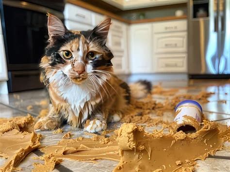 A Cat Sitting On A Counter Captured Beautifully Premium AI Generated Image