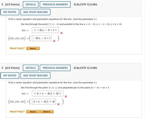 Solved Find A Vector Equation And Parametric Equations For