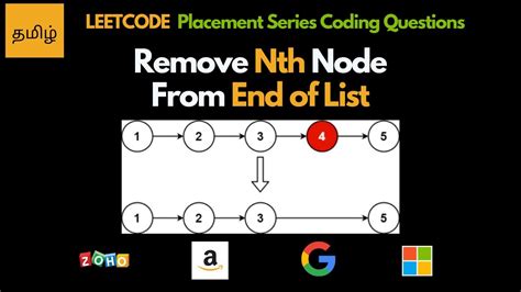 Remove Nth Node From End Of List Linked List Tamil Leetcode 19 Youtube