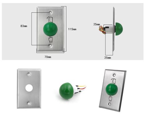 Durable 304 Stainless Steel Exit Button Flat Mushroom Switch Push