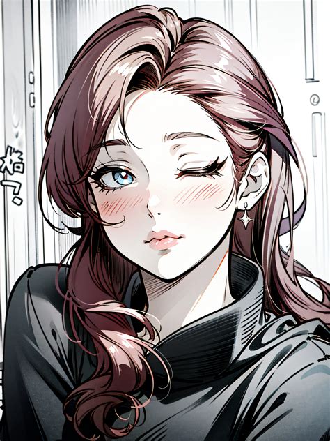 긴 머리와 검은 상의를 입은 여성의 클로즈업 Seaart Ai