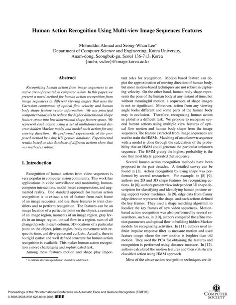 Pdf Human Action Recognition Using Multi View Image Sequences