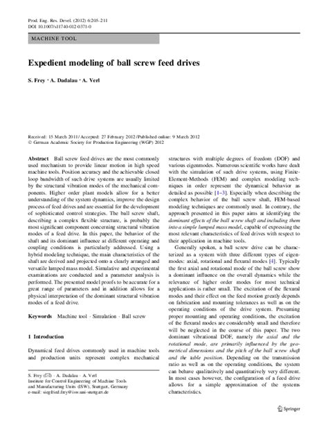 pdf expedient modeling of ball screw feed drives