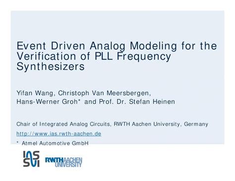 Pdf Event Driven Analog Modeling For The Verification Of Pll Event