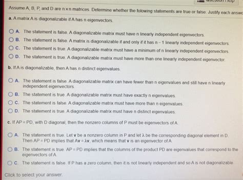 Solved Assume A B P And D Are Nxn Matrices Determine