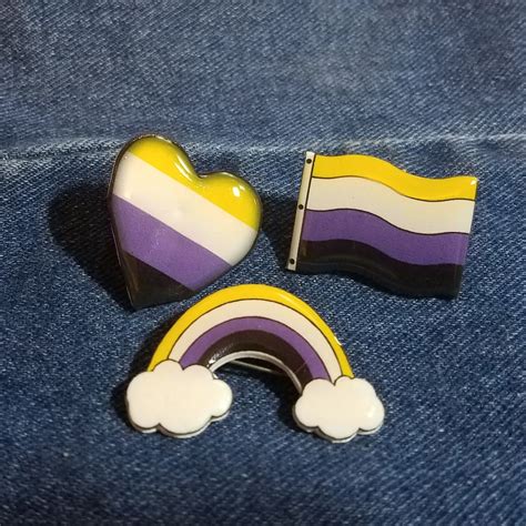 Non Binary Pride Pin LGBT Pin Nonbinary Gift Pride Pin Etsy