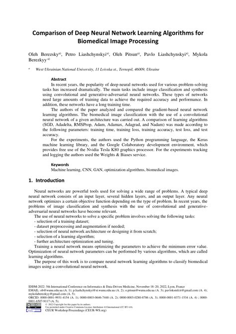 Pdf Comparison Of Deep Neural Network Learning Algorithms For