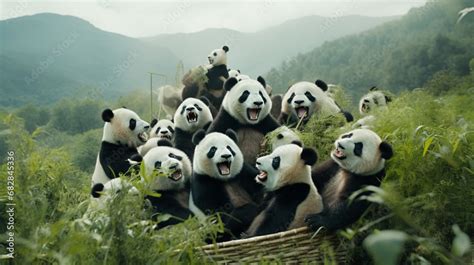 Meticulously Crafted Scene Of Playful Pandas Engaging In Pranks And Causing Pandemonium