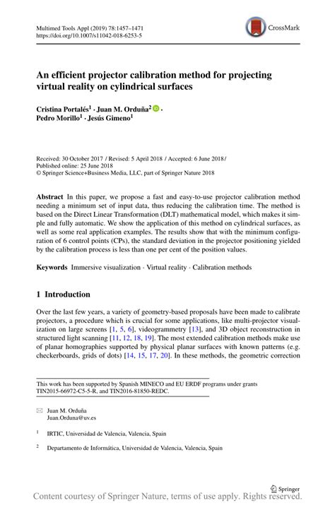 An Efficient Projector Calibration Method For Projecting Virtual Reality On Cylindrical Surfaces