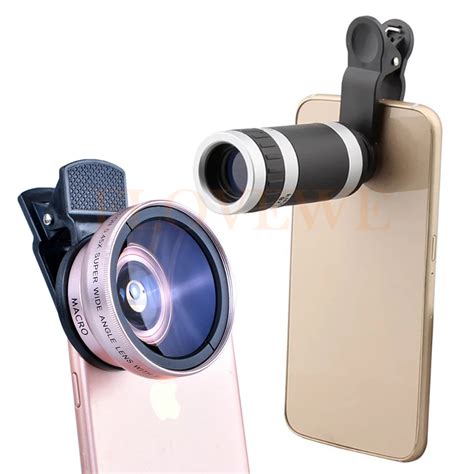 2in1 Objektiv Kits 0.45X Weitwinkel 12.5X Makro HD Lentes 8X Zoom ...
