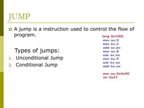 Jumps In Assembly Language Ppt