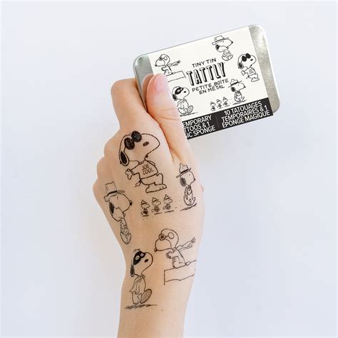 Peanuts Many Faces Of Snoopy Tattly Temporary Tattoos Tiny Tin
