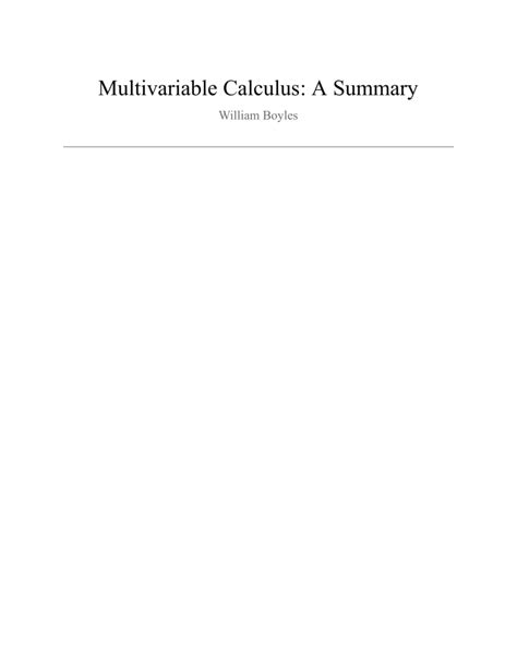 Multivariable Calculus Summary