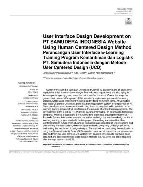 Pdf User Interface Design Development On Pt Samudera Indonesia Website Using Human Centered