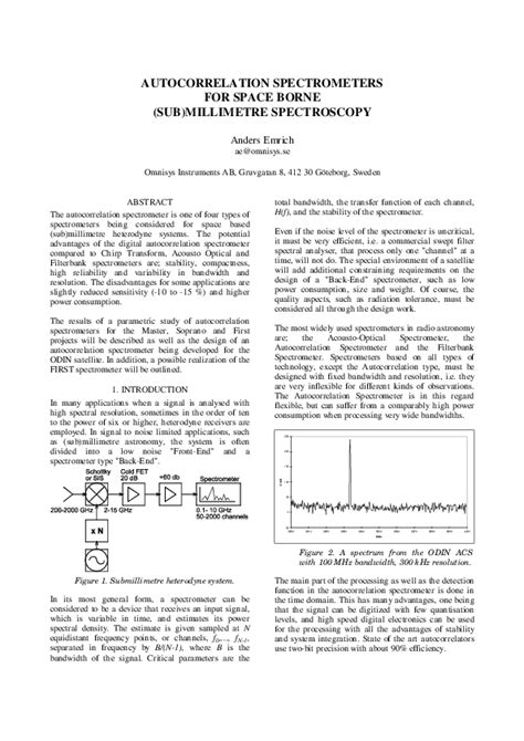 Pdf Autocorrelation Spectrometers For Space Borne Sub Millimetre Astronomy