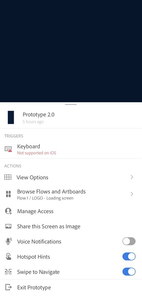 when viewing adobe xd prototype xd app on iphone it says the phone has