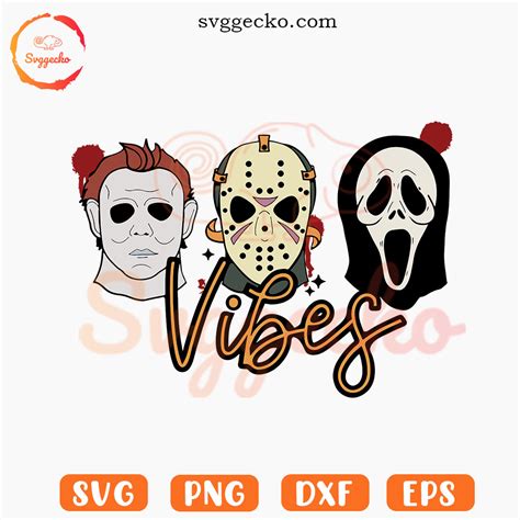 Halloween Vibes Svg Retro Horror Characters Svg Png Cutting Files Gecko