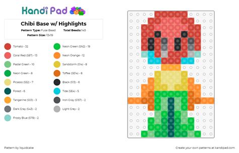 Chibi Base W Highlights Fuse Bead Pattern Kandi Pad Kandi Patterns Fuse Bead Patterns
