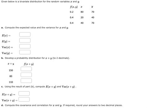 Solved Given Below Is A Bivariate Distribution For The
