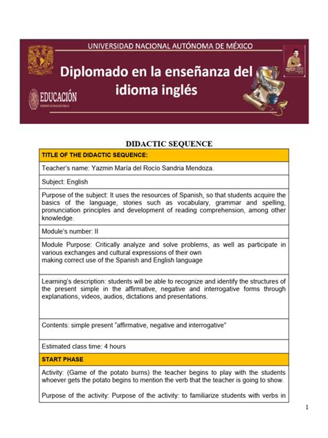 Didactic Sequence Format Pdf English Language Grammatical Number