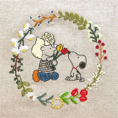 Peanuts×embroidery On Instagram Flower 🌷 Snoopy Peanuts