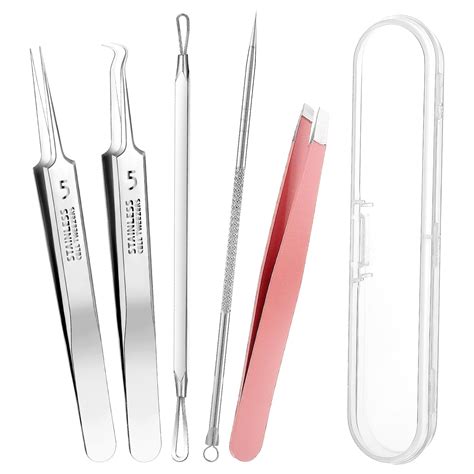 Blackhead Remover And Pimple Popper Tool Kit Blackhead Extractor Ingrown Hair Tweezers For Face