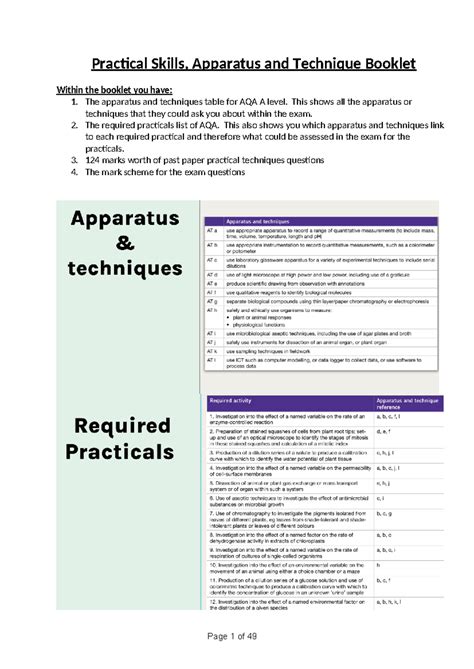 practical techniques booklet qm1hek practical skills apparatus and