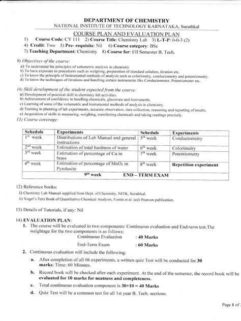 Cy 111 Course Evaluation Plan Pdf Analysis