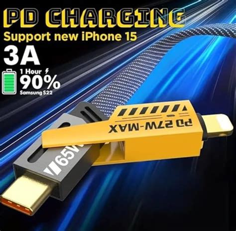 In Fast Charging Cable Type C Usb A Lightning Dual Type C Pd W W Nylon Braided Cable