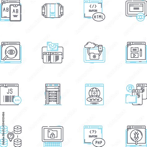 Virtual Security Linear Icons Set Encryption Firewall Antivirus Authentication Privacy