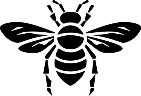 Черно белая векторная иллюстрация пчелы Премиум векторы