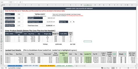 Landed Cost Calculation Template Excel Xls