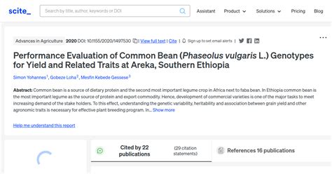 Performance Evaluation Of Common Bean Phaseolus Vulgaris L Genotypes For Yield And Related