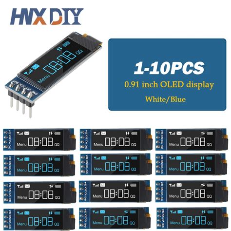 1 10 шт 0 91 дюйма 128x32 Iic I2c белый синий Oled ЖК дисплей Diy модуль Ssd1306 драйвер Ic Dc