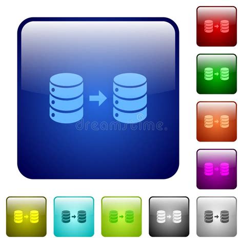 Database Mirroring Color Square Buttons Stock Vector Illustration Of