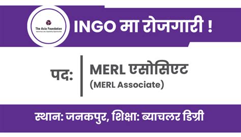 Futurerojgar Monitoring Evaluation Research And Learning Associate Vacancy At The Asia