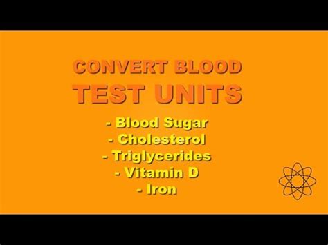 Convert Blood Sugar Units Blood Lipids Etc Mg Dl To Mmol L Youtube