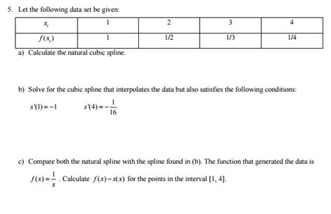 Solved Let The Following Data Set Be Given Calculate The